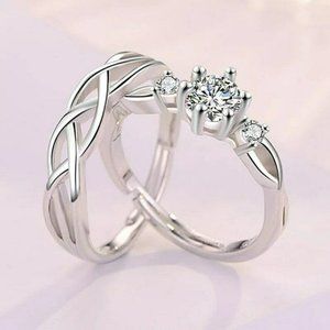 Jewelry | 2pcs Sterling Silver Love Intertwined Matching Couple Rings ...